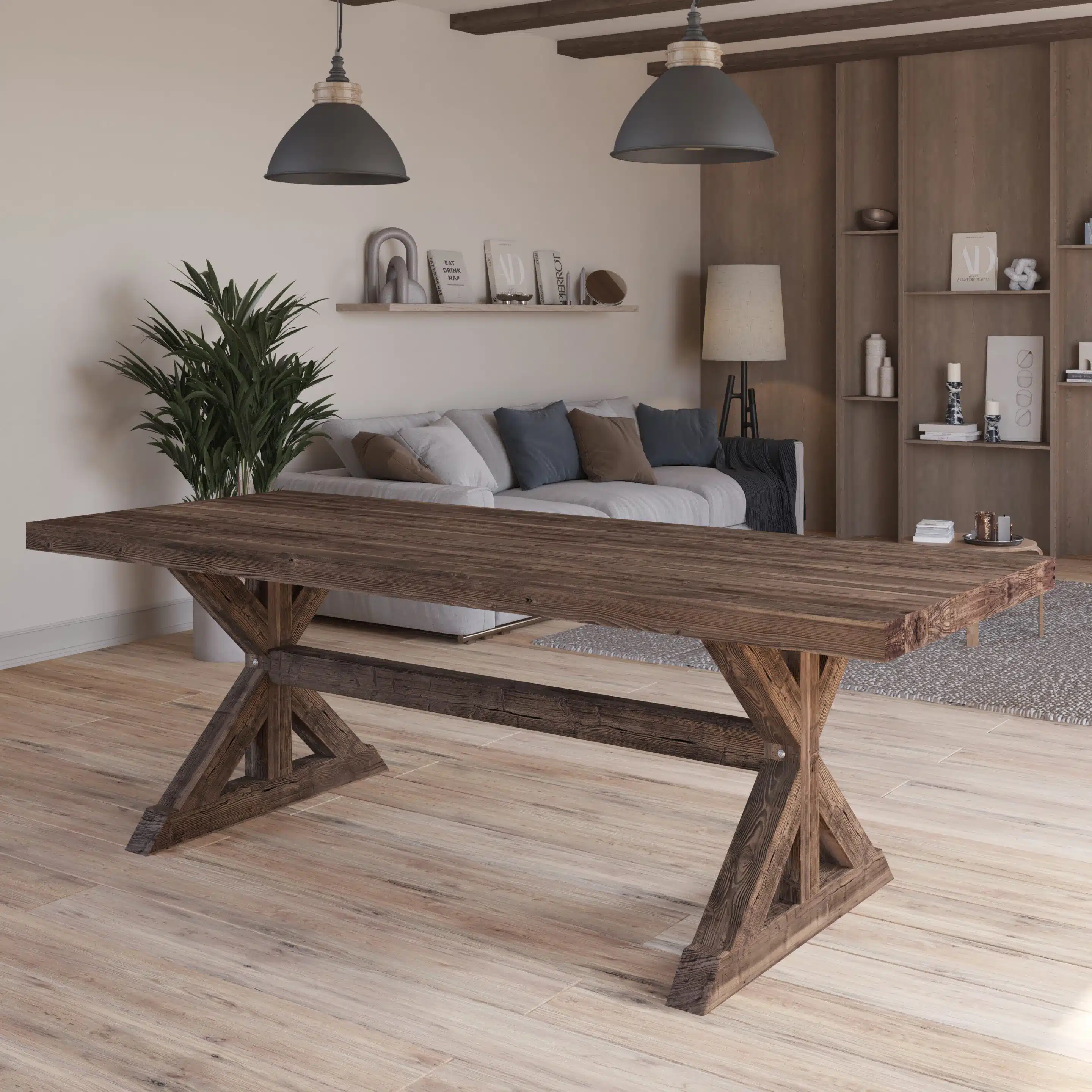 Farmhouse trestle dining table store
